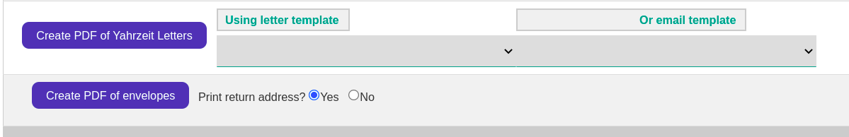 Envelopes for Yahrzeit notifications. - ShalomCloud Synagogue Software